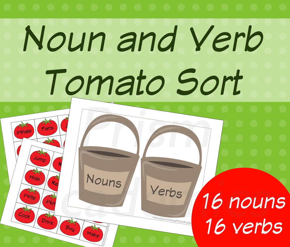 Noun and Verb Sort - Instant Download - Printable - Etsy