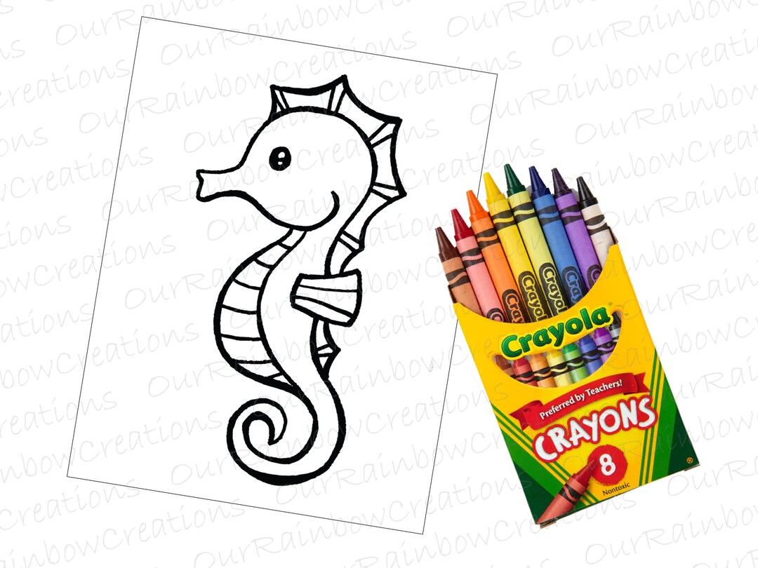 Seahorse Ocean Animal Coloring Page Instant Download Printable - Etsy