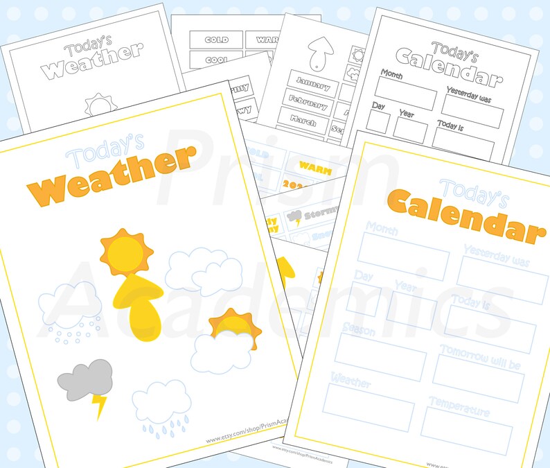 Calendar and Weather Morning Time Instant Printable PDF - Etsy