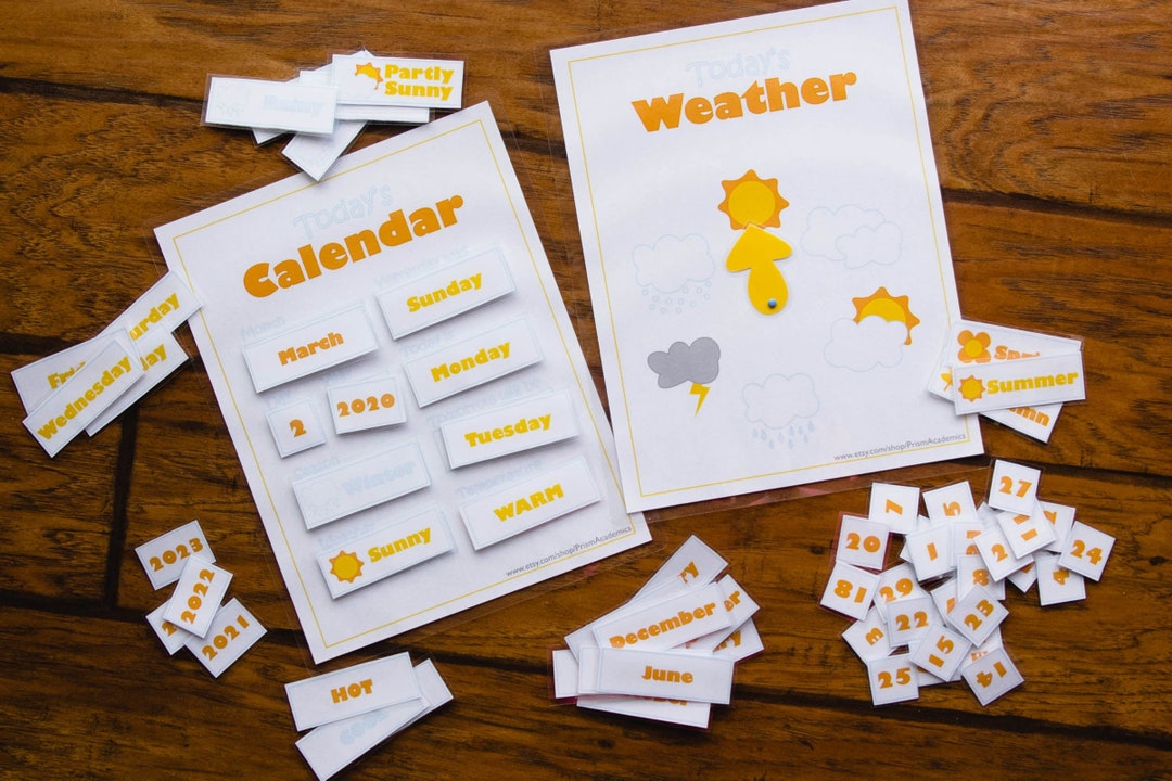 Calendar and Weather Morning Time Instant Printable PDF - Etsy