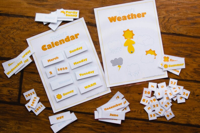 Calendar and Weather Morning Time Instant Printable PDF - Etsy