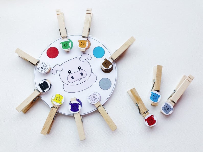 Pig Color Matching Fine Motor Activity - Printable - Instant Download ...