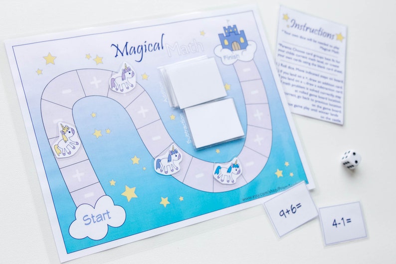 Magical Math Unicorn Board Game Printable Instant Download - Etsy