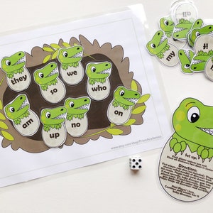 Dinosaur Sight Word Game - Homeschool/preschool/kindergarten - Instant ...