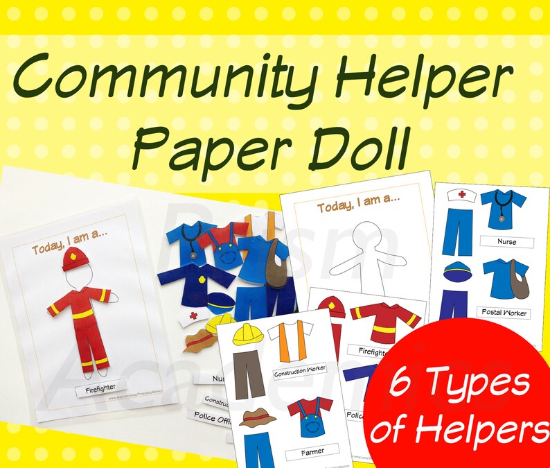 Community Helper Paper Doll - Printable - Instant Download - Etsy