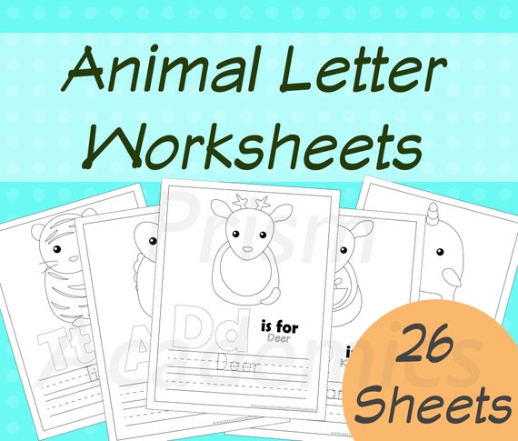 Animal Letter Worksheet Whole Alphabet Instant Download - Etsy