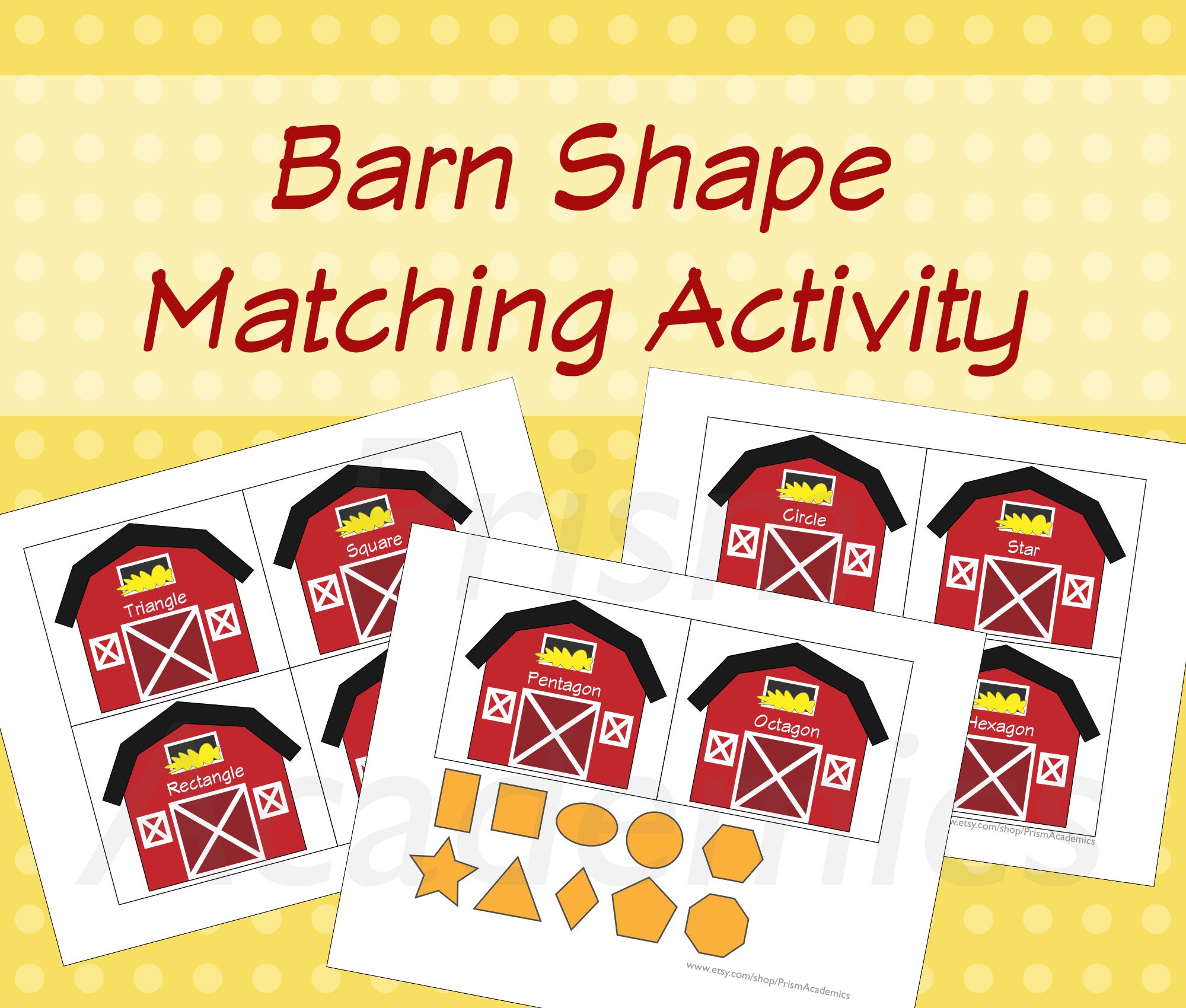 Barn Shape Match Activity Instant Download Printable - Etsy