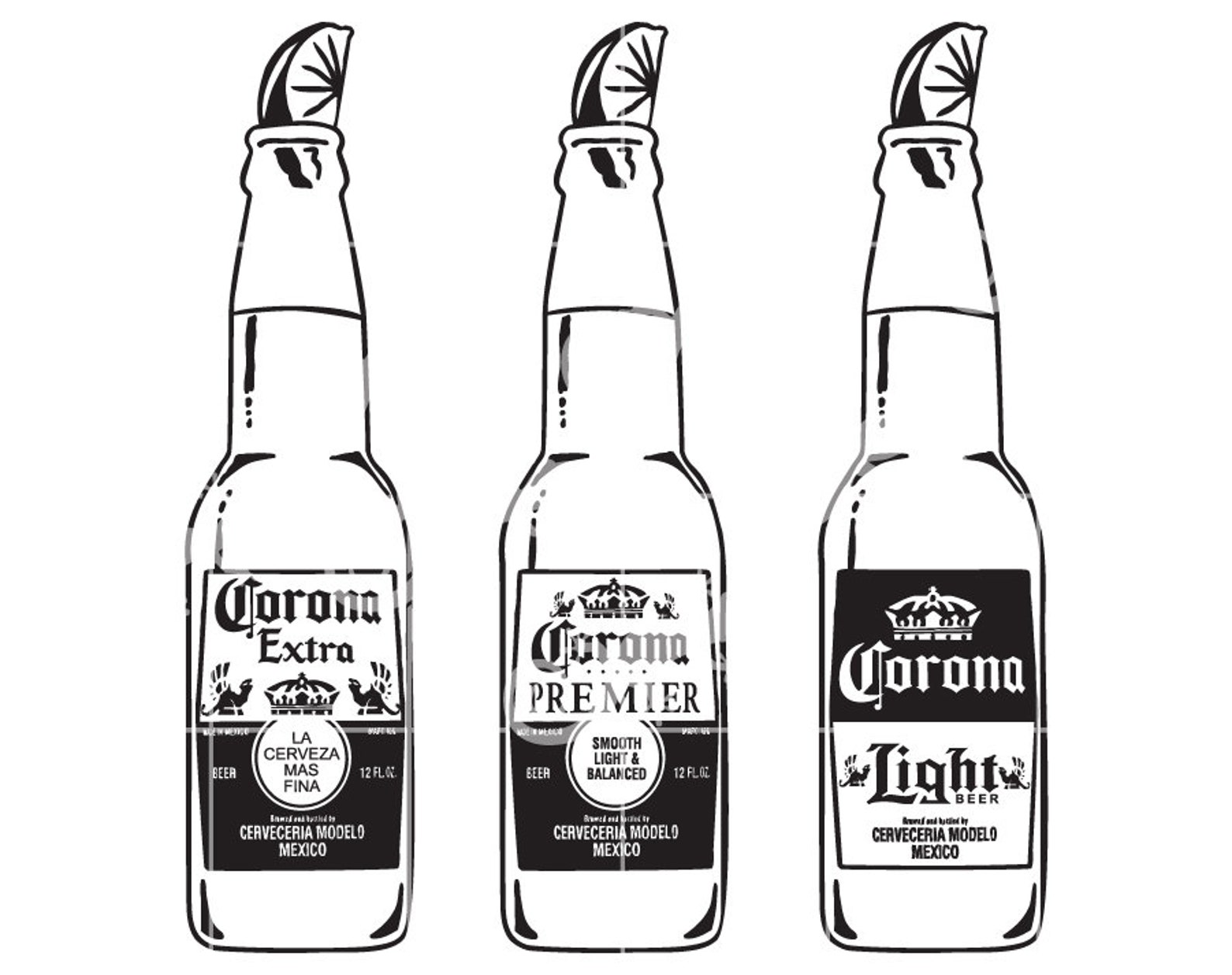 SVG Corona Beer Extra Premium and Light Bottles Design . SVG | Etsy