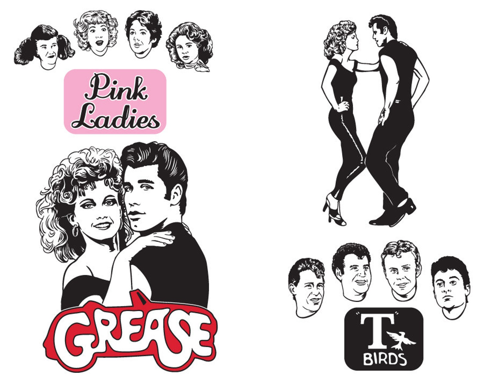 Grease Movie Bundle SVG Design John Travolta Olivia Newton | Etsy
