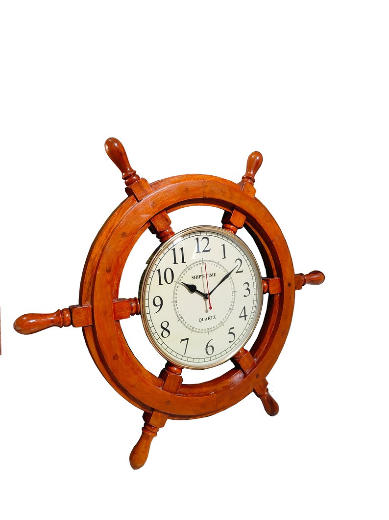 24 Handcrafted Nautical Ship Wheel With 10 Numeral Dial Face Time's ...