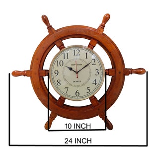24 Handcrafted Nautical Ship Wheel With 10 Numeral Dial Face Time's ...