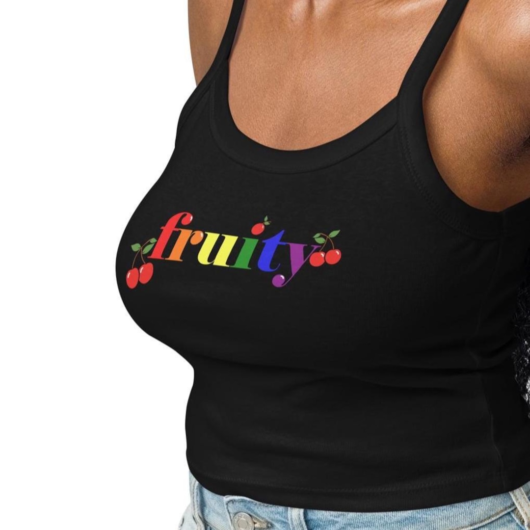 Fruity Pride Crop Tank Top, Rainbow Cherry Print Women's LGBTQ Shirt - Etsy