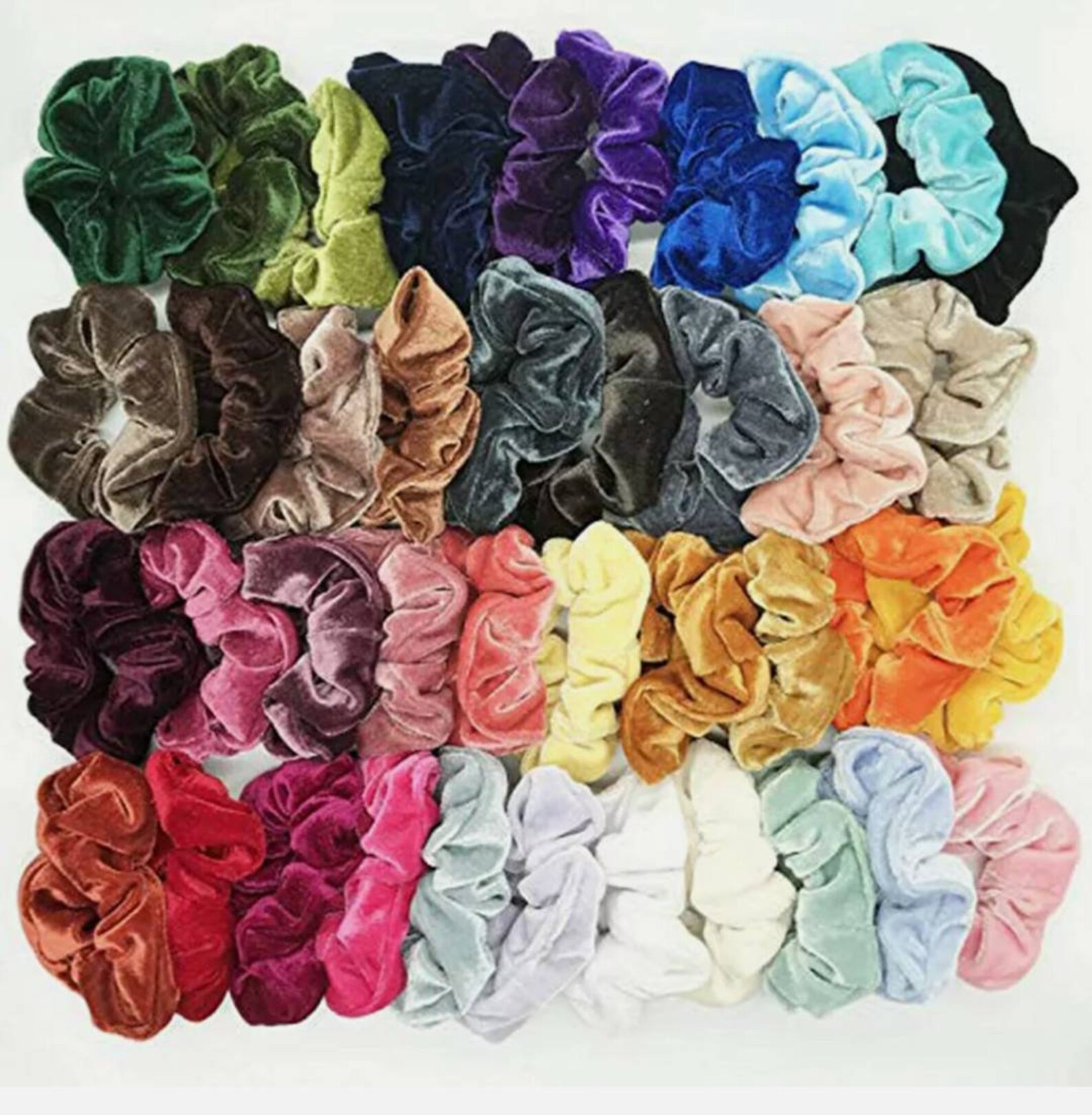 Velvet hair scrunchies in mixed colours | Etsy
