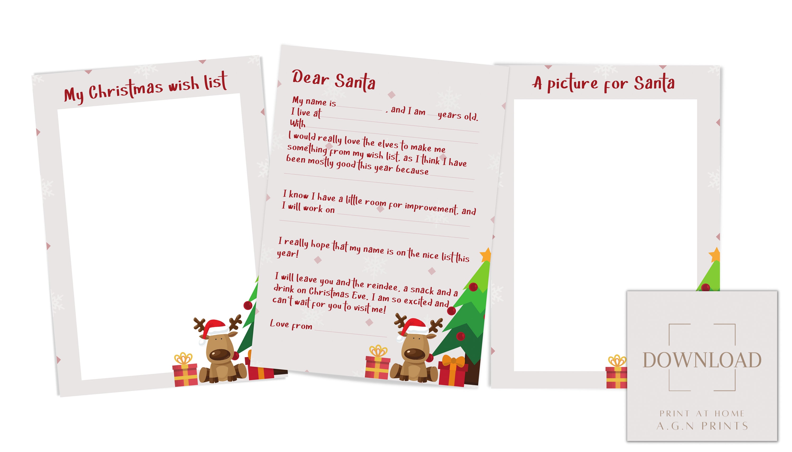 Downloadable Santa Letter Writing Kit Printable Letter to - Etsy