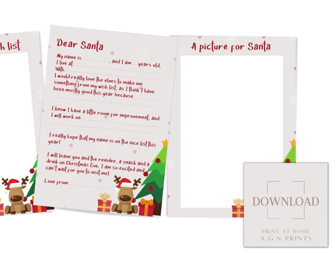 Downloadable Santa Letter Writing Kit, Printable Letter to Santa, Print ...