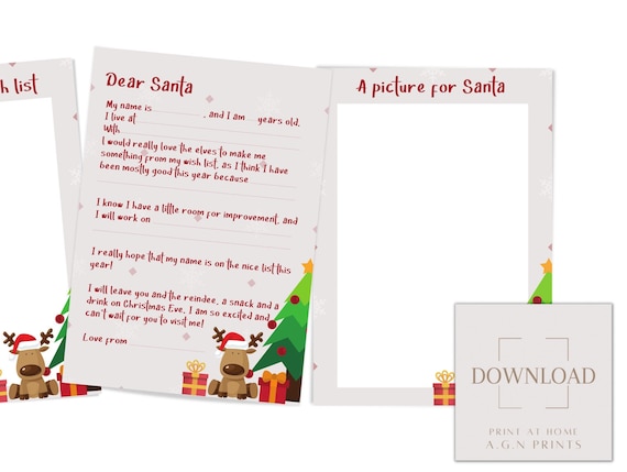 Downloadable Santa Letter Writing Kit Printable Letter to - Etsy