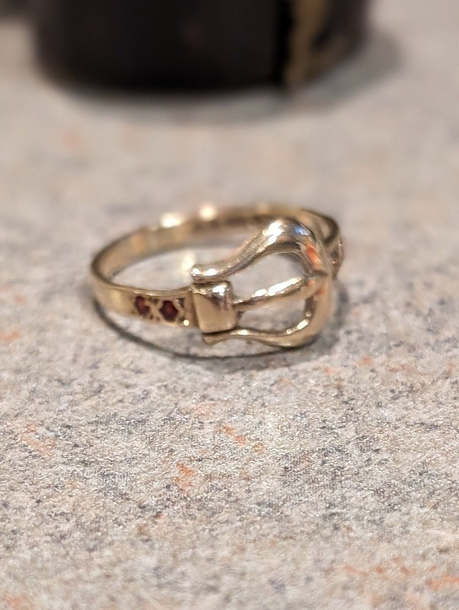 Vintage Belt Buckle Garnet Accent Statement Birthstone Friendship Ring ...