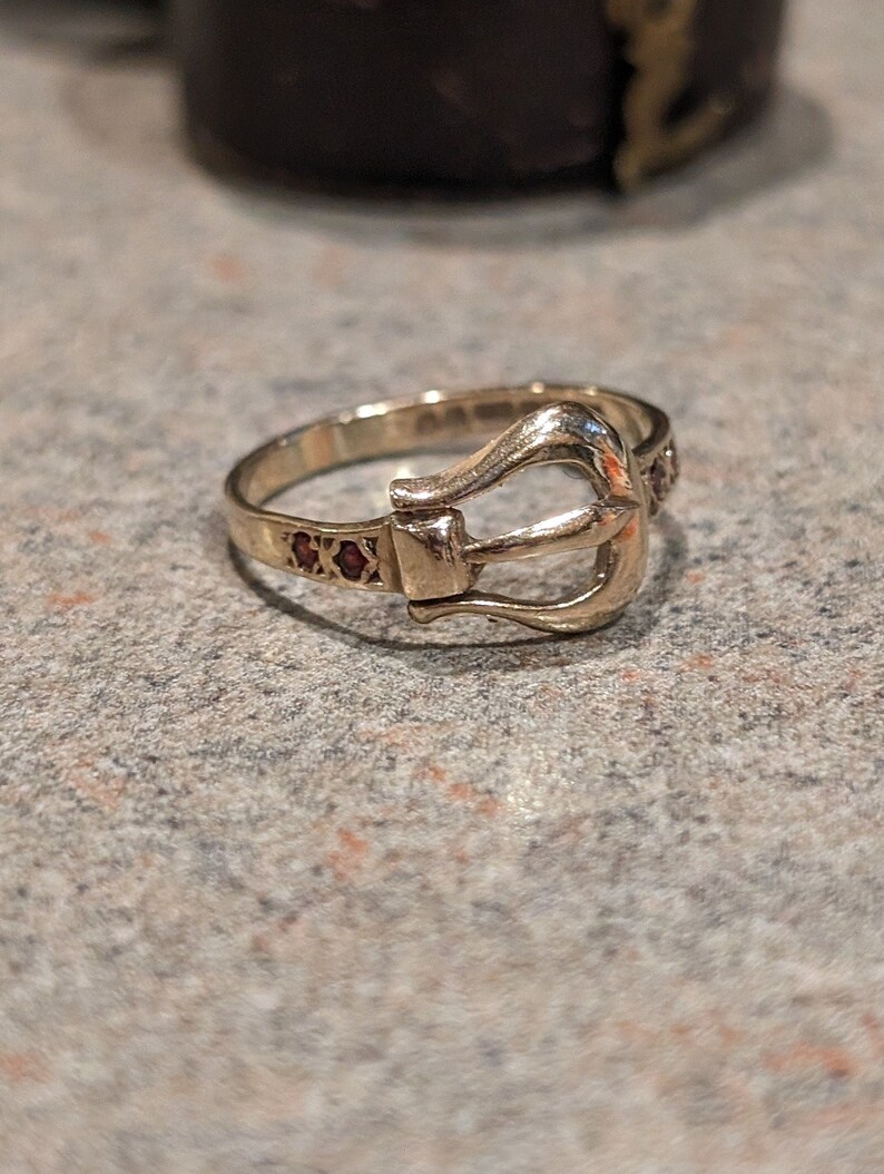 Vintage Belt Buckle Garnet Accent Statement Birthstone Friendship Ring ...