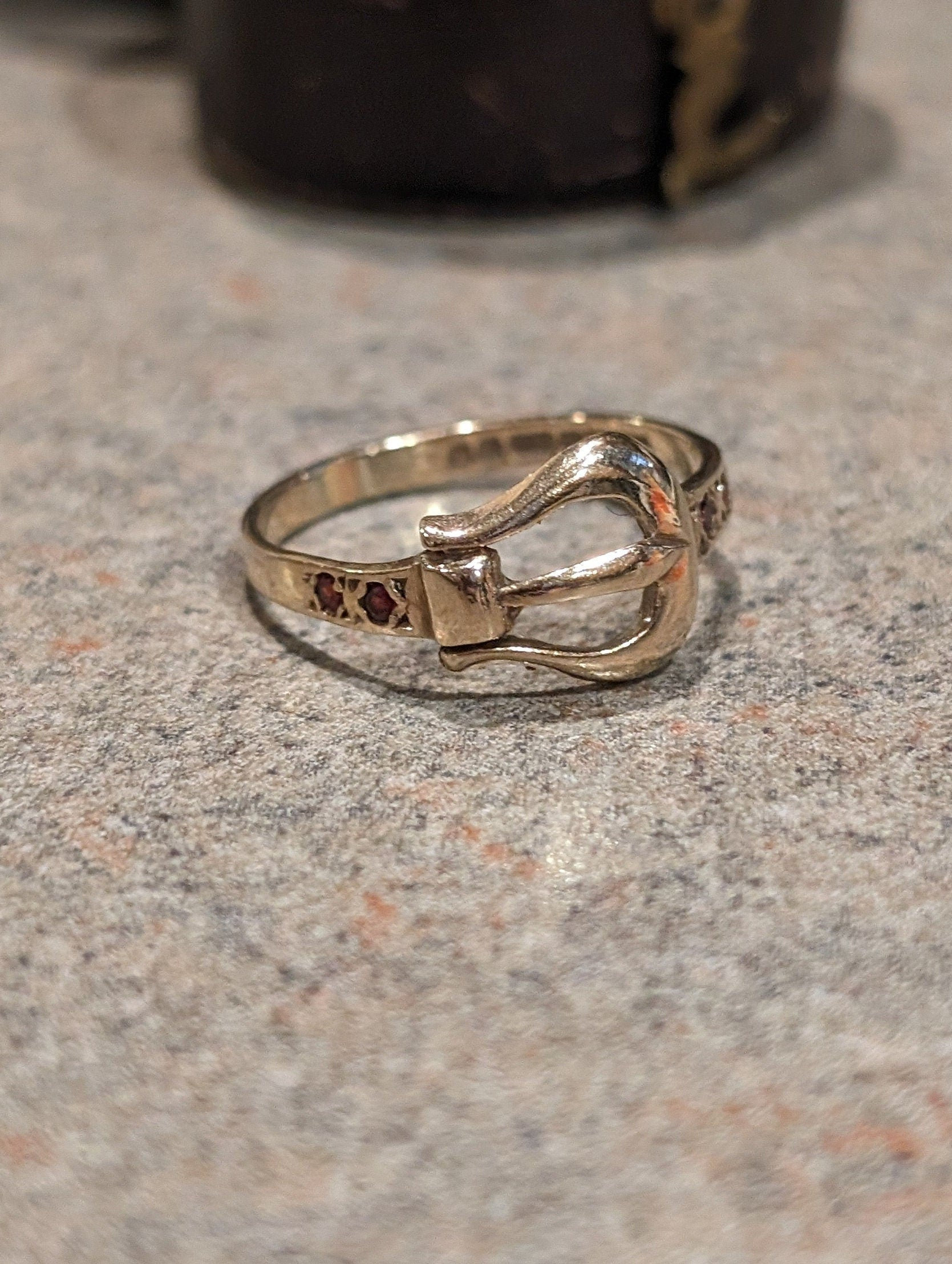 Vintage Belt Buckle Garnet Accent Statement Birthstone Friendship Ring ...