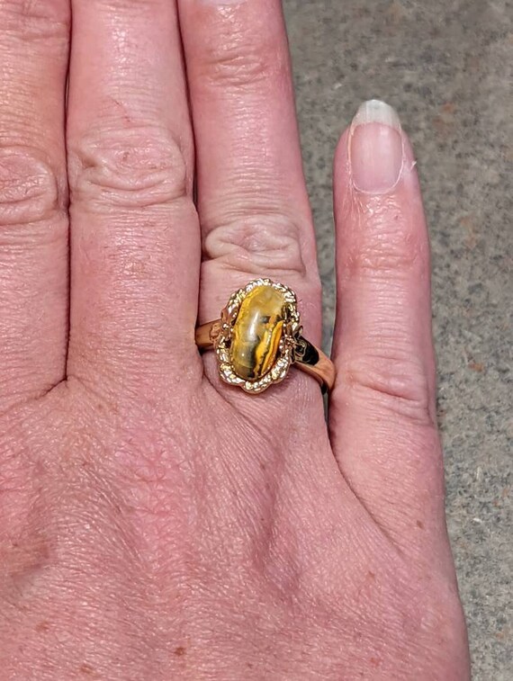 Vintage Natural Bumblebee Agate Filigree Statement - Gem