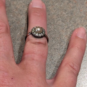 Charnier of France Antique Pearl & Diamond Paste Halo Anniversary ...