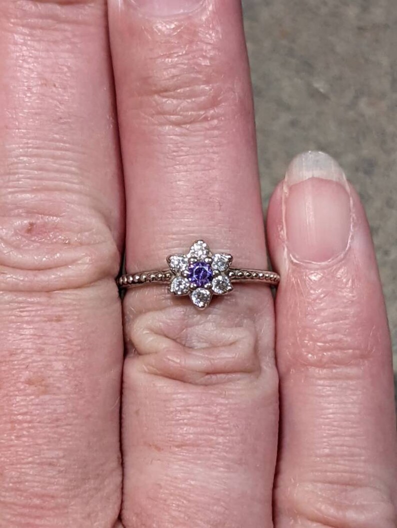 Vintage Retired Pandora Brand Amethyst Flower Beaded Shank - Etsy