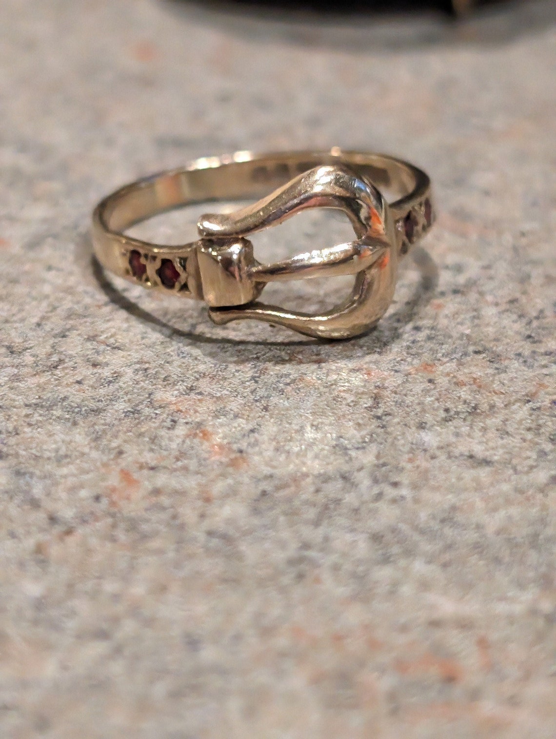Vintage Belt Buckle Garnet Accent Statement Birthstone Friendship Ring ...