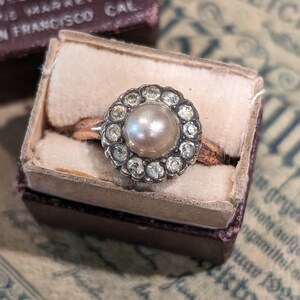 Charnier of France Antique Pearl & Diamond Paste Halo Anniversary ...