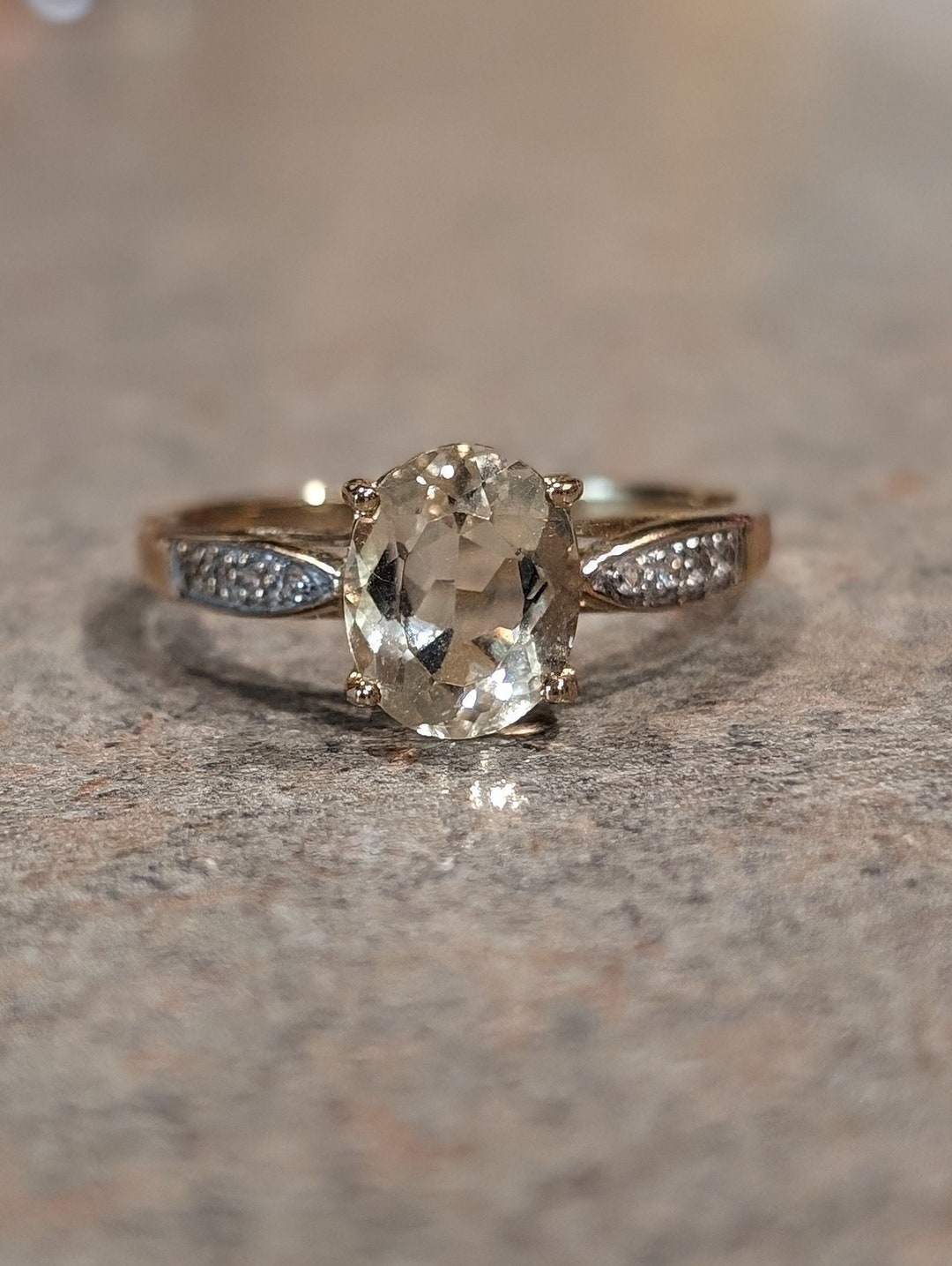 Vintage Brazilian Honey Yellow Natural Scapolite & Sapphire Oval Cut ...