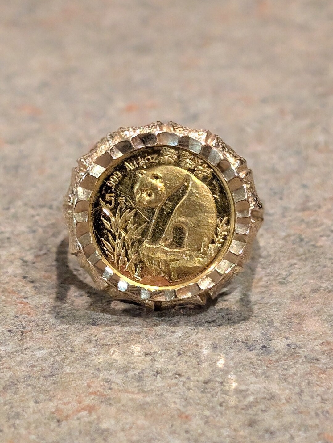 Nostalgic Vintage 1993 Panda Coin Braided Twist Halo Statement Ring - Etsy