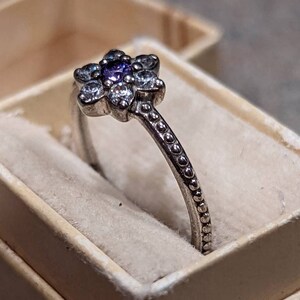 Vintage Retired Pandora Brand Amethyst Flower Beaded Shank Statement ...