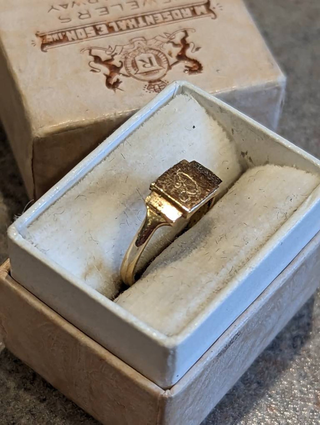 Dainty Victorian Initial "d" Script 14K Solid Yellow Gold Signet Ring ...