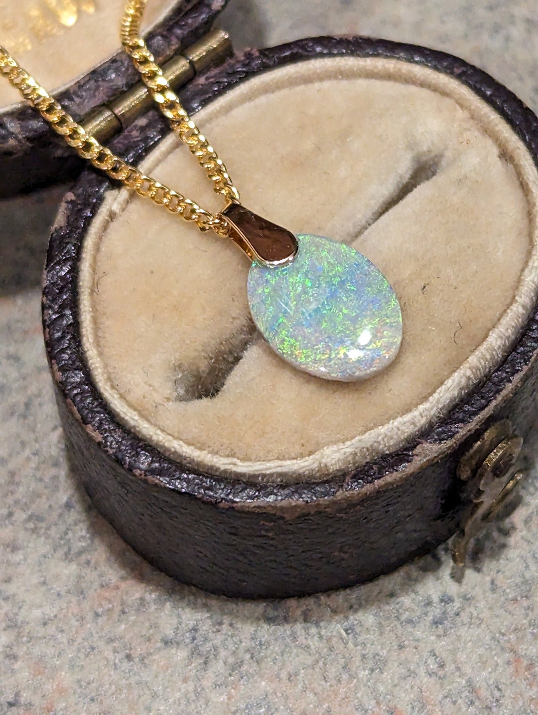 Lively Estate Natural Australian Lightning Ridge Opal 18K Pendant ...