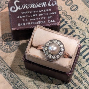 Charnier of France Antique Pearl & Diamond Paste Halo Anniversary ...