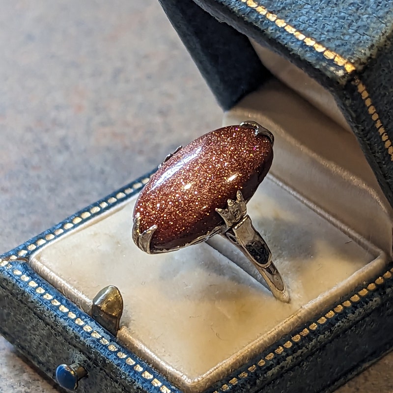 Goldstone Ring - Etsy