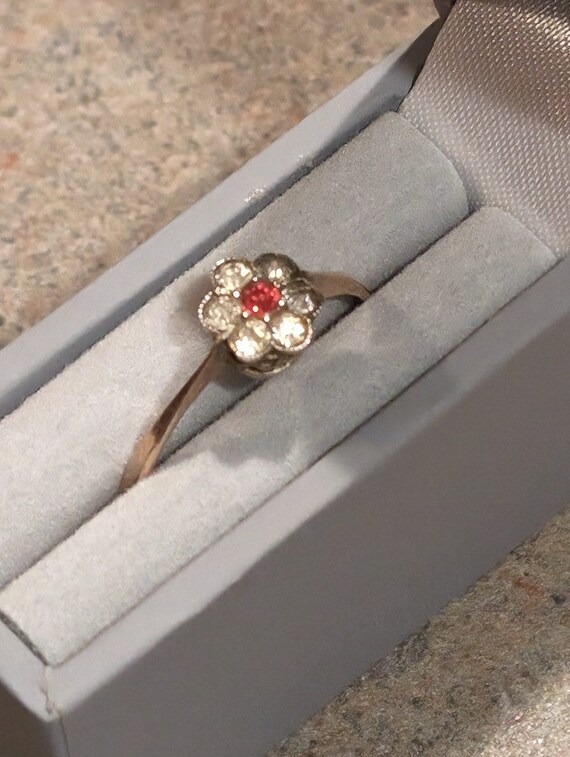 Victorian Ruby & Diamond Cut Paste Halo Daisy Stateme… - Gem