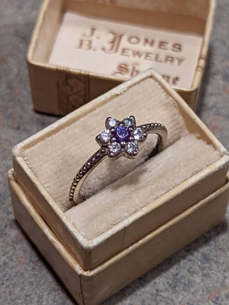 Vintage Retired Pandora Brand Amethyst Flower Beaded Shank - Etsy