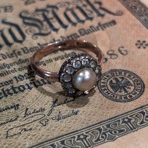 Charnier of France Antique Pearl & Diamond Paste Halo Anniversary ...