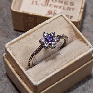 Vintage Retired Pandora Brand Amethyst Flower Beaded Shank Statement ...