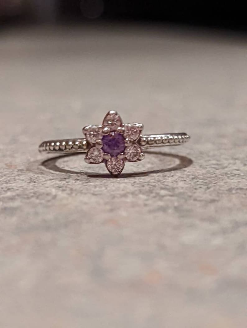 Vintage Retired Pandora Brand Amethyst Flower Beaded Shank - Etsy