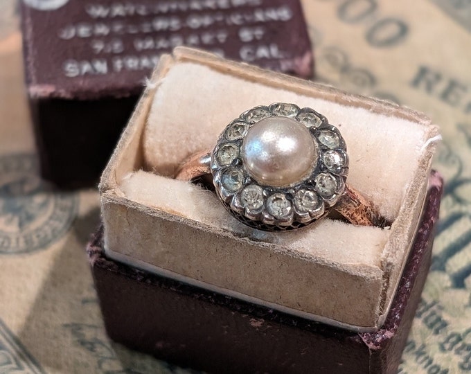 Charnier of France Antique Pearl & Diamond Paste Halo Anniversary ...