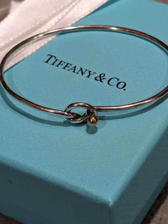 Vintage Authentic Tiffany Company Love Knot Bangle 18K Gold Knot Sterling Original Box Etsy