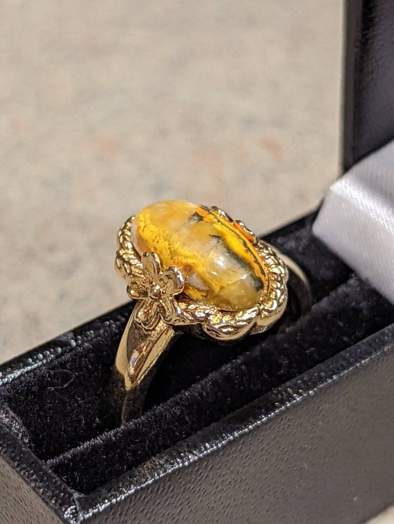 Vintage Natural Bumblebee Agate Filigree Statement - Gem
