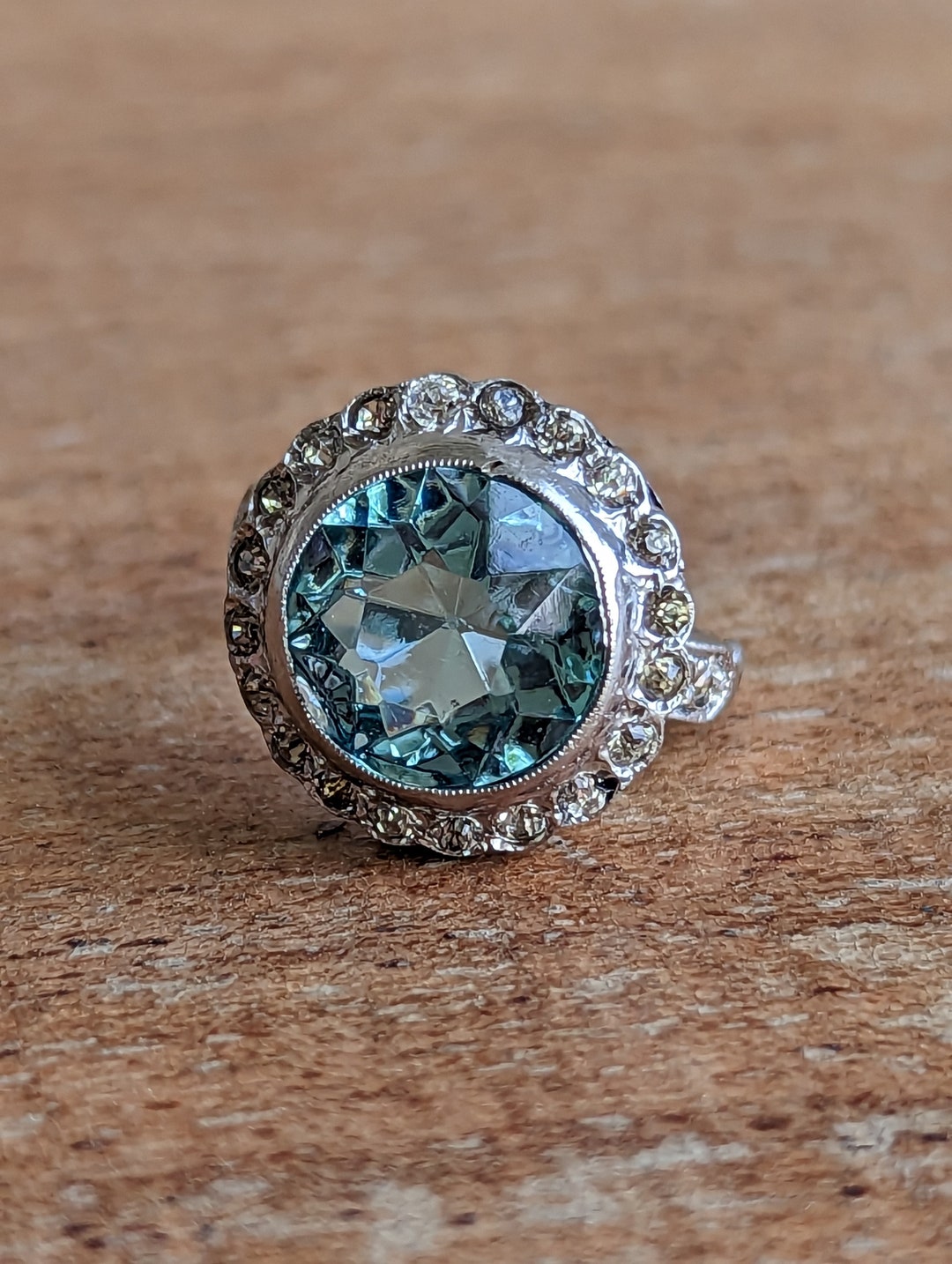 Crystal Blue Old European Cut Art Deco Statement Ring 1930s - Etsy