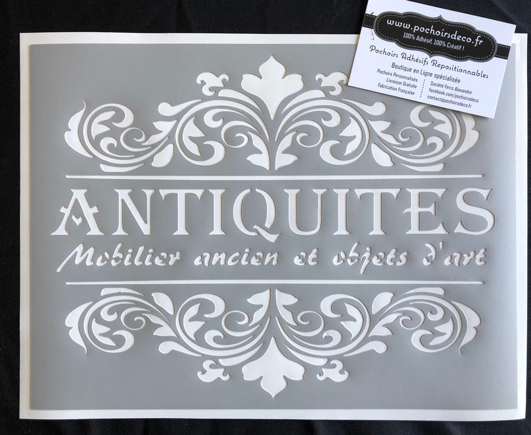 Stencil PVC Adhesive Reusable 28 X 20 Cm Poster Antiques and Vintage ...