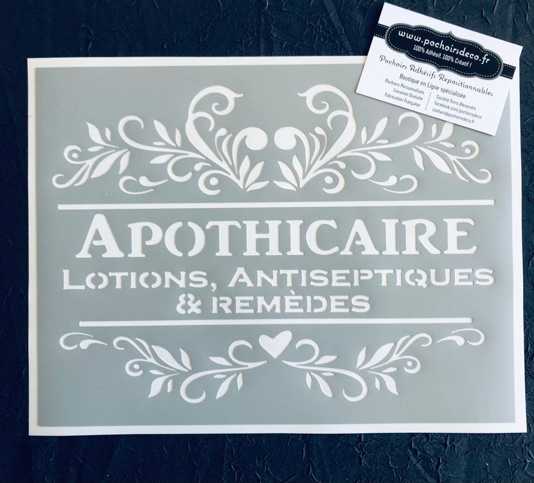 Stencil PVC Adhesive Reusable 28 X 20 Cm Poster Vintage Apothecary - Etsy
