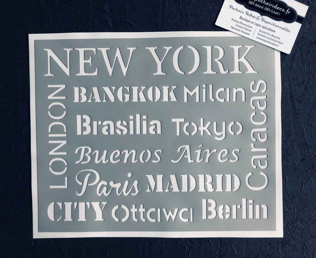 Stencil Pvc Adhesive Reusable 25 X 20 Cm Lettering Board City - Etsy