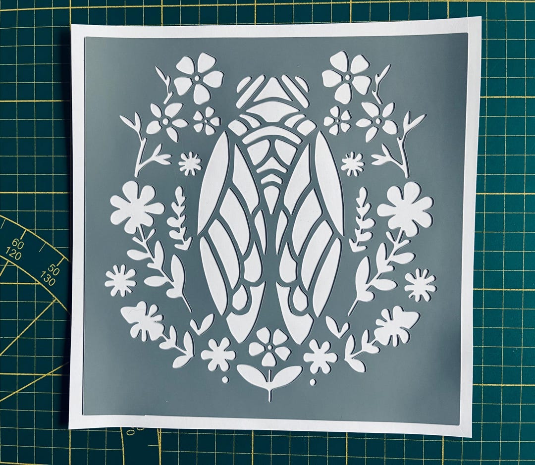 PVC Adhesive Stencil 22 X 20 Cm Flowery Cicada Crown - Etsy UK