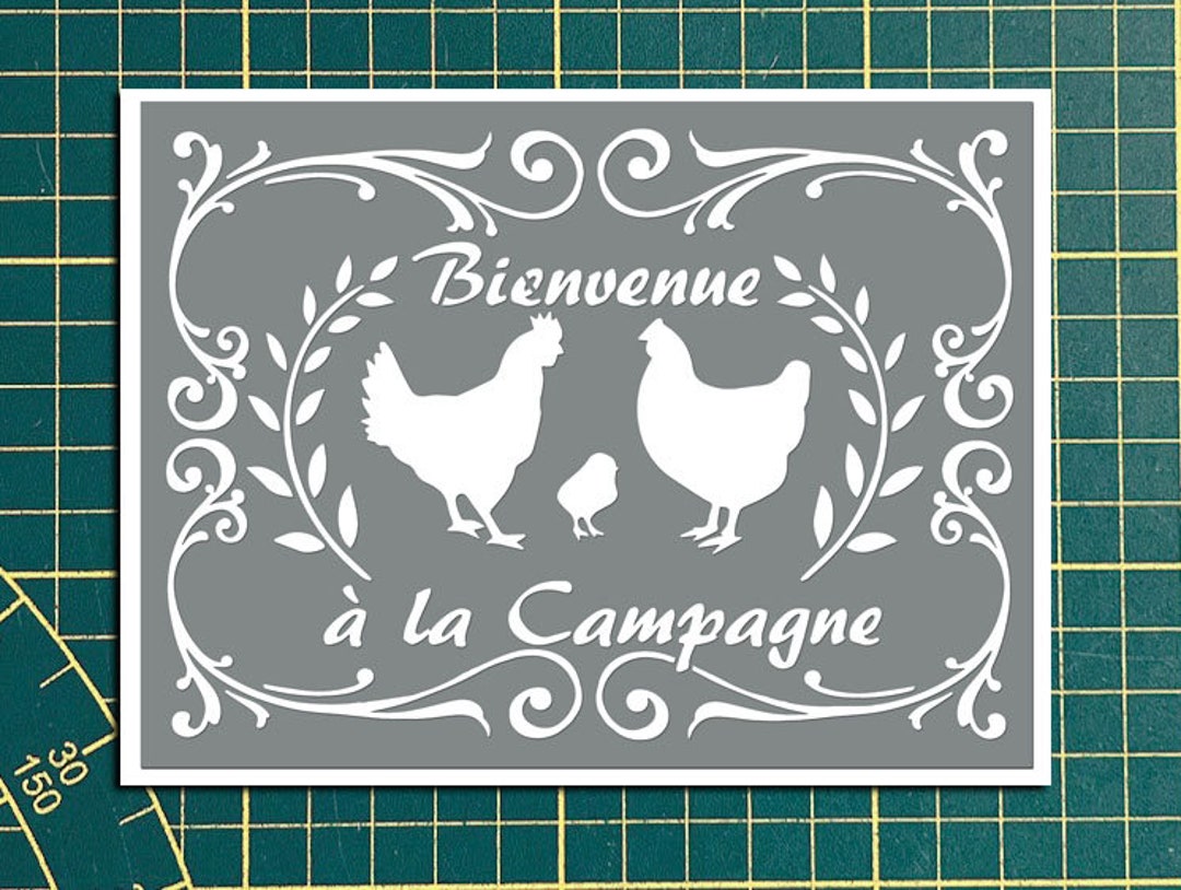 Reusable PVC Adhesive Stencil 30 X 20 Cm Vintage Medallion Welcome to ...
