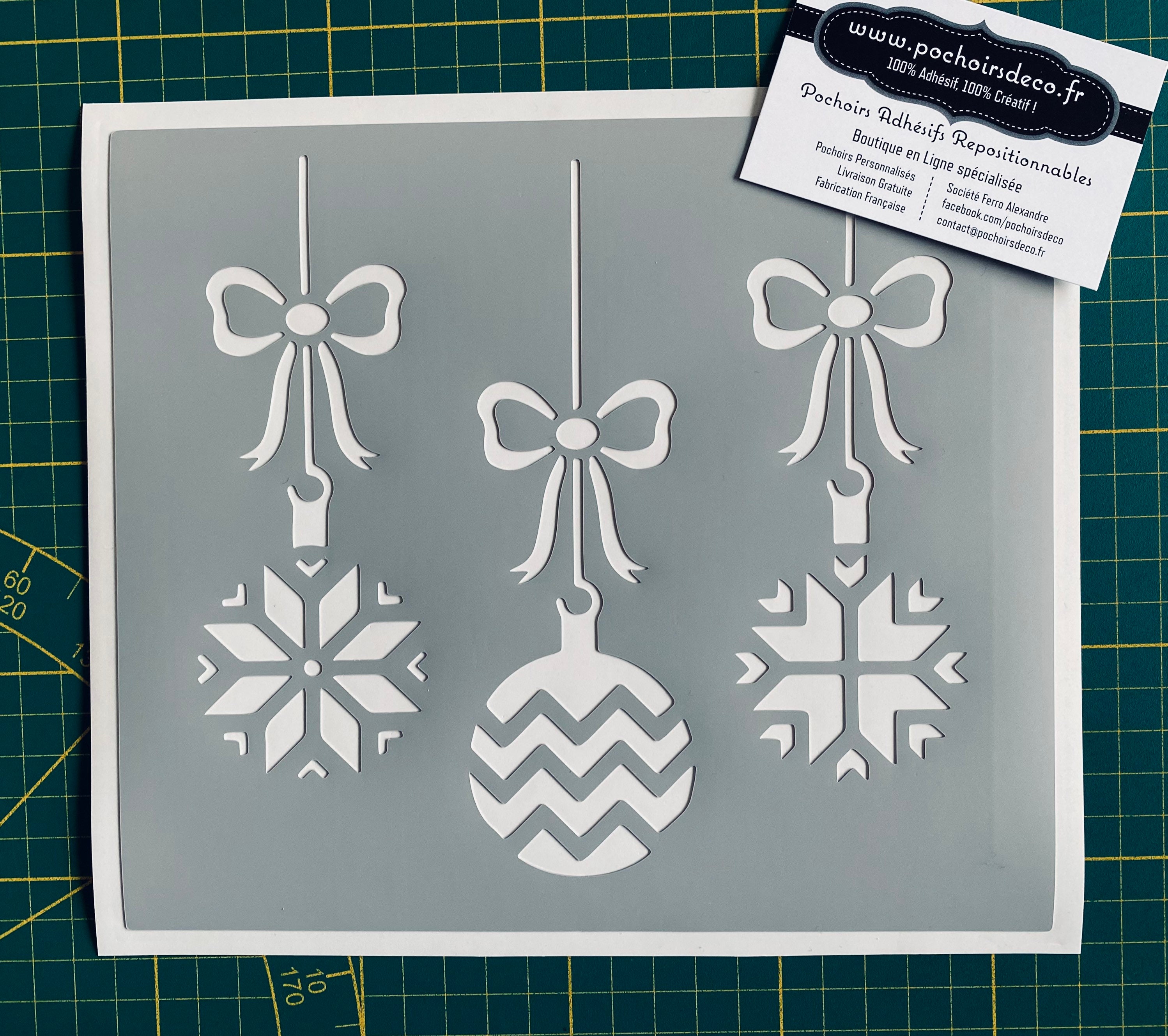 Reusable PVC Adhesive Stencil 22 X 20 Set 3 Christmas Balls Flakes and ...